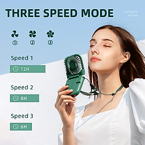 FADACHY Mini Fan,Small Fan Battery Operated, USB Portable Charger Fan, Mini Handheld Fan Desk Fan, Small Personal Fan with 3 Speeds Neck Fan Power Bank Rechargeable Fan