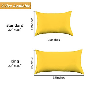 Satin Pillowcase 20x30 inches Queen Size Silk Satin Pillow Cases Set of 2 for Hair and Skin - Soft Bed Pillow Covers with Zipper Breathable, Health & Skin-Friendly (Yellow)