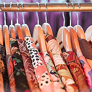 Gerneric 20 Pack Set Wooden Hangers Semi Contoured Hanger Solid Wood Coat Hangers with Stylish Chrome Hooks - Heavy-Duty Clothes, Jacket, Shirt, Pants, Suit Curved Hangers Brown