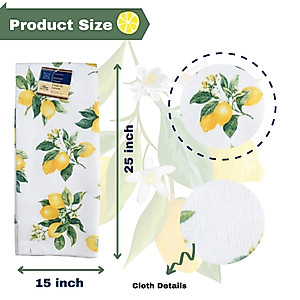BOSS CLASS Kitchen Towels Lemon Home 4Pcs Summer Spring Absorbent Tropical Bar Dish Hand Decoration Bathroom Towel 15x25in Drying Soft 100% Polyester Cooking Baking Gifts Set