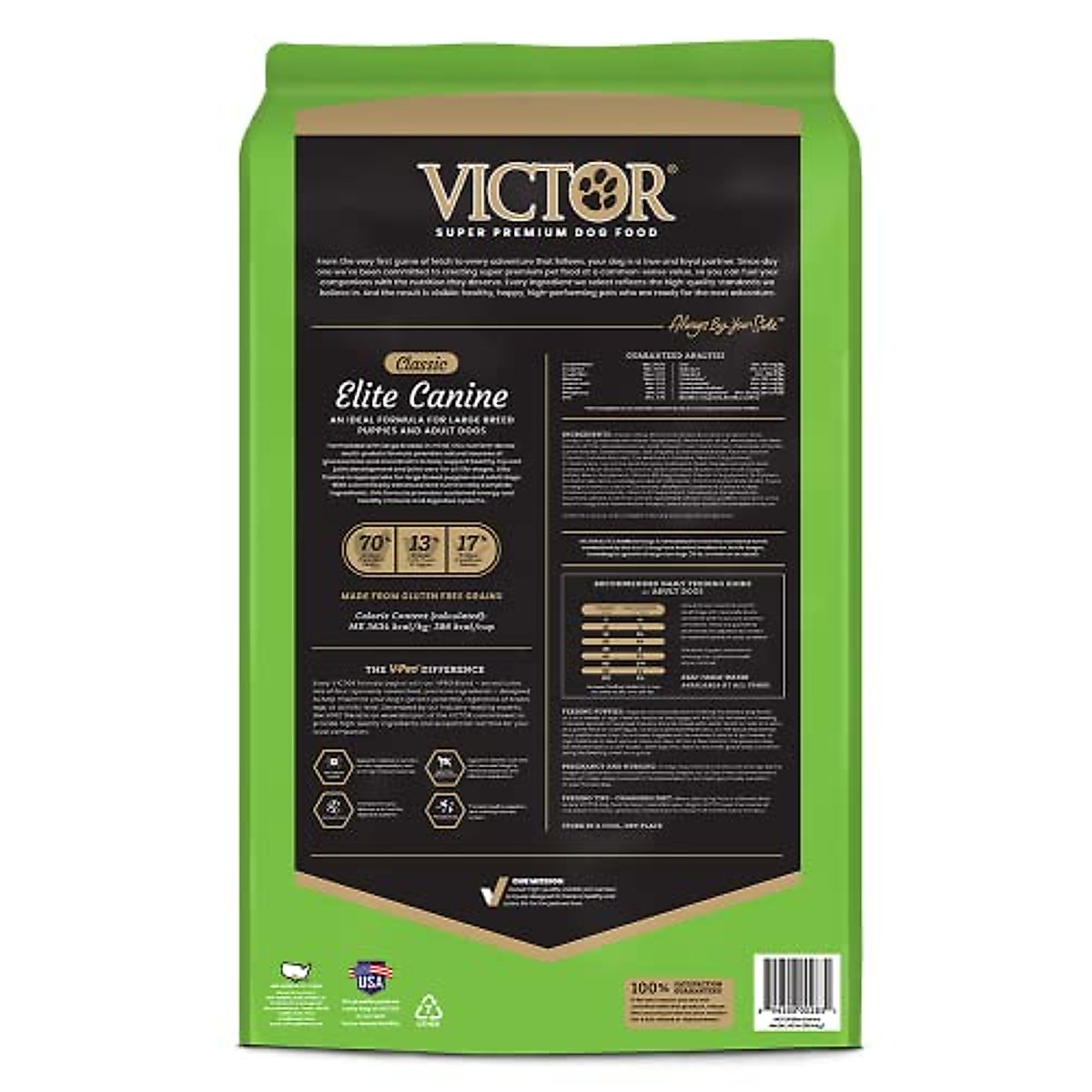 Victor Super Premium Dog Food – Elite Canine Dry Dog Food – 25% Protein, Gluten Free - for Large Breed Dogs & Puppies, 40lbs