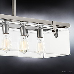 Urban Ambiance Luxury Modern Farmhouse Chandelier, Large Size: 15.75" H x 36.75" W, with Industrial Chic Style Elements, Brushed Nickel Finish and Clear Shade, UHP2441 from The Bristol Collection