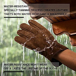 COREGROUND Leather Safety Work Gloves Gardening Carpenter Thorn Proof Truck Driving for Mens and Womens Waterproof heavy duty (Large, Brown)