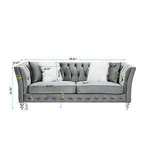 BeiXuan Modern Wood Frame Convertible Loveseat Sofa Bed,2-Seat Couch Leisure Chair with Upholstery Pillows,for Living Room/Reading/Bedroom/Apartment/Small Space,Black Velvet