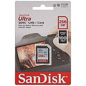 SanDisk 256GB Ultra SDXC UHS-I Memory Card - 100MB/s, C10, U1, Full HD, SD Card - SDSDUNR-256G-GN6IN