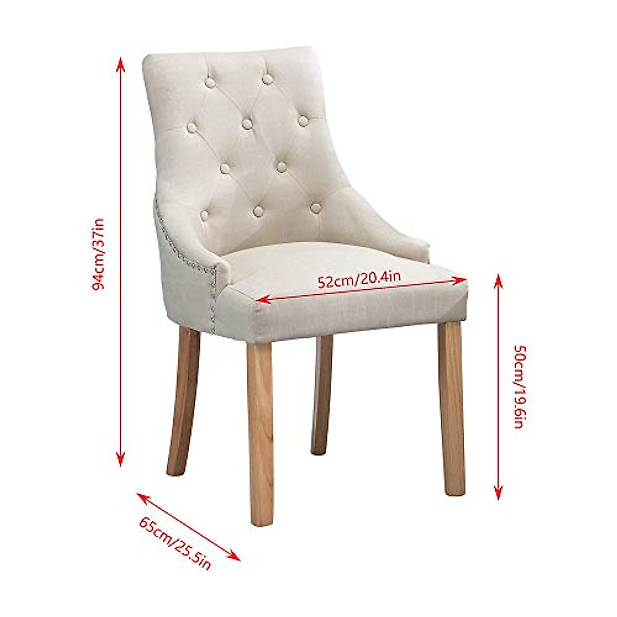 Ansley&HosHo 4 Dining Chair with Arms Modern Tufted Upholstered Accent Chair Dining Set Solid Wood Legs Living Room Armchair Side Chair for Home Kitchen Dining Receiving Restaurant Nailed Trim, Beige