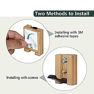 JSVER Wooden Wall Hooks 4PCS Wall Mounted Wall Hooks, Single Organizer Hook Rack, Folding Wood Wall Hangers, Wall Coat Rack Hooks for Hanging Clothes, Hats, Bags, Towels, Keys