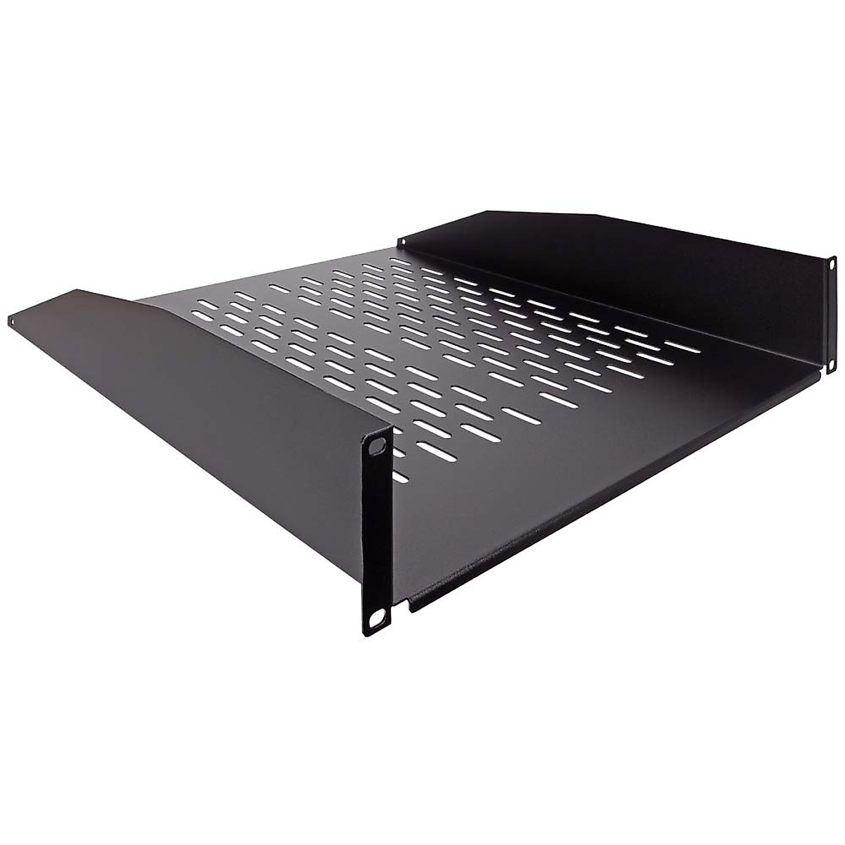 Navepoint 2U 19-Inch Universal Vented Rack Mount Cantilever Fixed Server Cabinet Shelf 18-Inches Deep Black