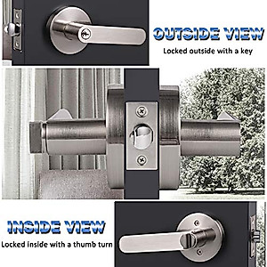 Knobonly Keyed Alike/Combo Keys Entry Door Knobs Lock Set, Modern Heavy Duty Front/Commercial Door Handleset, Satin Nickel Stainless Steel Doorknob Handle 4 Pack