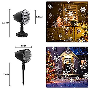 Christmas Projector Lights Outdoor, BS ONE Led Snowflake Lights Indoor Projectors for Christmas Xmas Holiday, Wedding, Home Party, Decoration Show, House,Patio