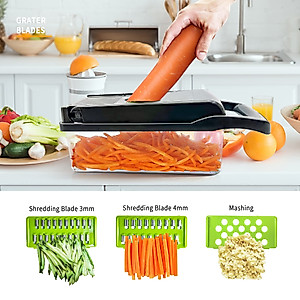 Vegetable with Container Chopper, Onion Cutter, Multifuctional Chopper, Vegetable Slicer Dicer Cutter, Veggie Chopper With 8 Blades, Food Salad Chopper Potato Slicer, Good Assistant in Kitchen