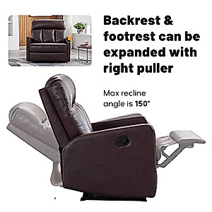 ANJ Oversized Recliners 34'' Extra Wide Recliner Chair Big Man Recliner Large Faux Leather 2-Seater Recliners Roomy Manual Reclining Chairs for Living Room, Perfect for Pups to Sit Together, Brown