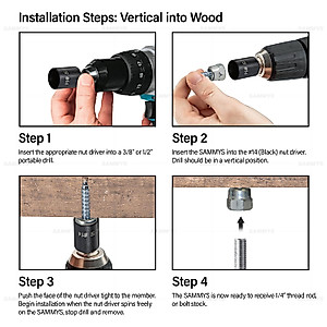 Sammys 8009925-25 Vertical Rod Anchor Super Screw with 3/8 in. Threaded Rod Fitting, 3/8 x 2-1/2'' Screw, for Wood (Pkg.=25) , Zinc