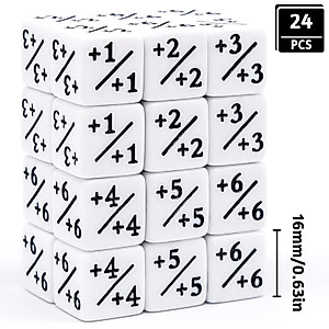 24 Pieces Dice Counters Token Dice, D6 Dice Cube Loyalty Dice Compatible with MTG CCG, Card Game Accessories