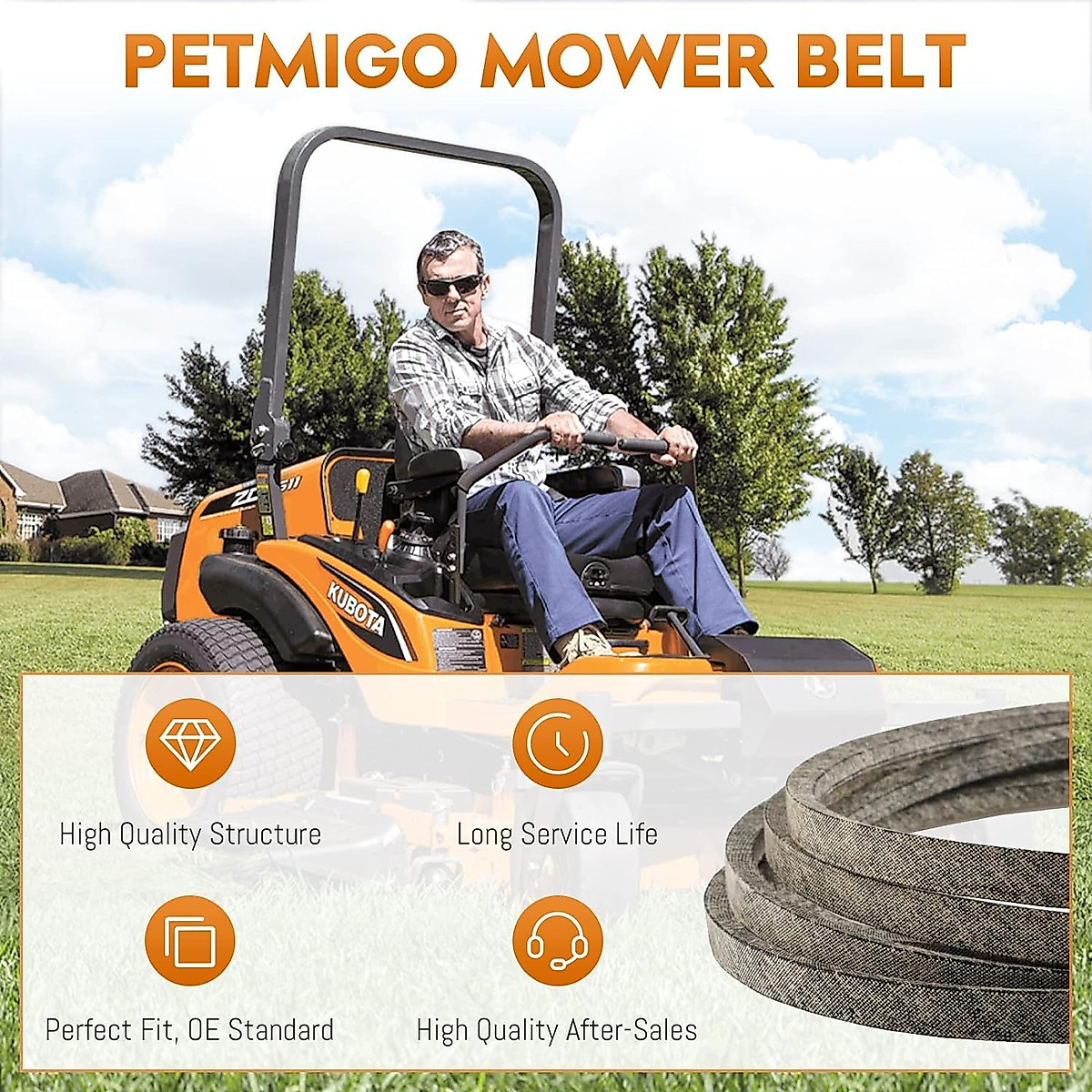 Lawn Mower Deck Belt 5/8"x158.75" Fits for Toro 99-3904, AYP 106884, 510201201, 539106884, Husqvarna 510201201, 539106884, Ferris 5103753, 5103929