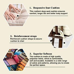 Topotdor Outdoor Deep Seat Cushion Set,Waterproof Outdoor Chair Cushions and Back Cushion for Patio Furniture with Fade Resistant Removable Cover with Adjustable Straps,24"x24"x4" Beige