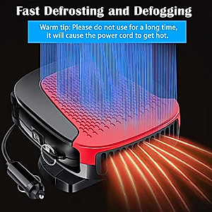 Car Heater, Portable Car Heater 12V 150W Car Windshield Defogger Fast Heating & Cooling Fan 2 in 1 Modes Fast Demisting Defroster for Cars SUV Truck and Trailer (Red1)