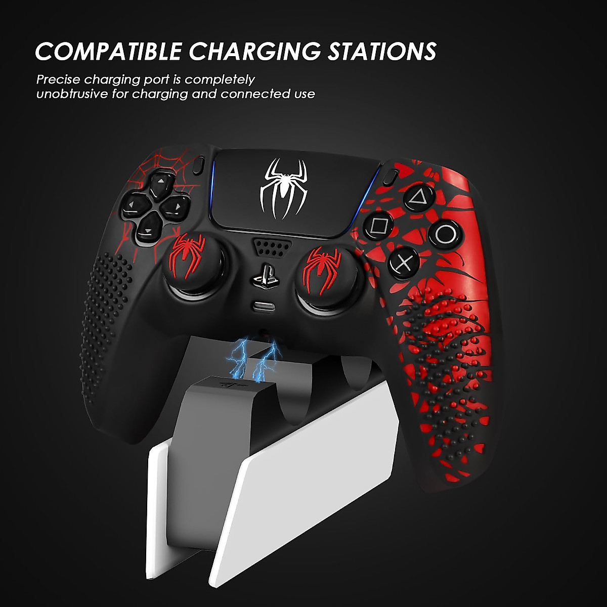 Anti-Slip Skin for PS5 Controller, Protective Controller Cover for PS5 Accessories, Silicone PlayStation 5 Controller Cover Case with Thumb Grip Caps and Touch Pad Sticker