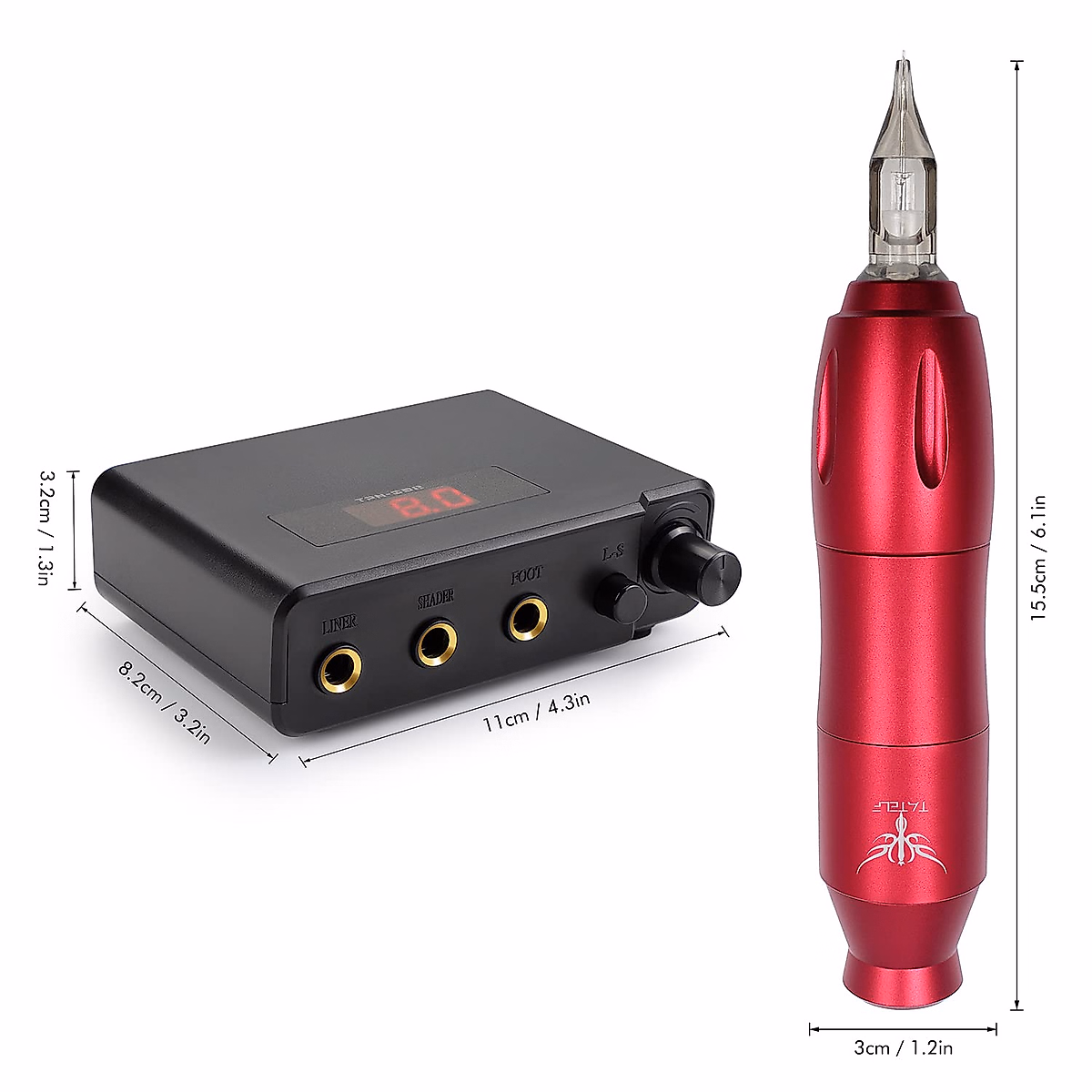Tattoo Kit-TATELF Tattoo Gun Kit Professional Complete Tattoo Starter Kit Rotary Tattoo Machine Pen Set Power Supply Foot Pedal 40pcs Cartridge Needles 21 Colors Ink For Beginners & Artists(Red)