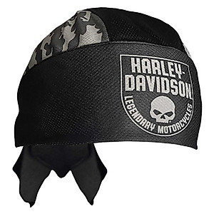 Harley-Davidson Men's Camo Willie G Skull Polyester One Size Headwrap - Black
