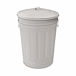 Plexon 13-Gallon Beige Galvanized Steel Round Trash Can with Lid