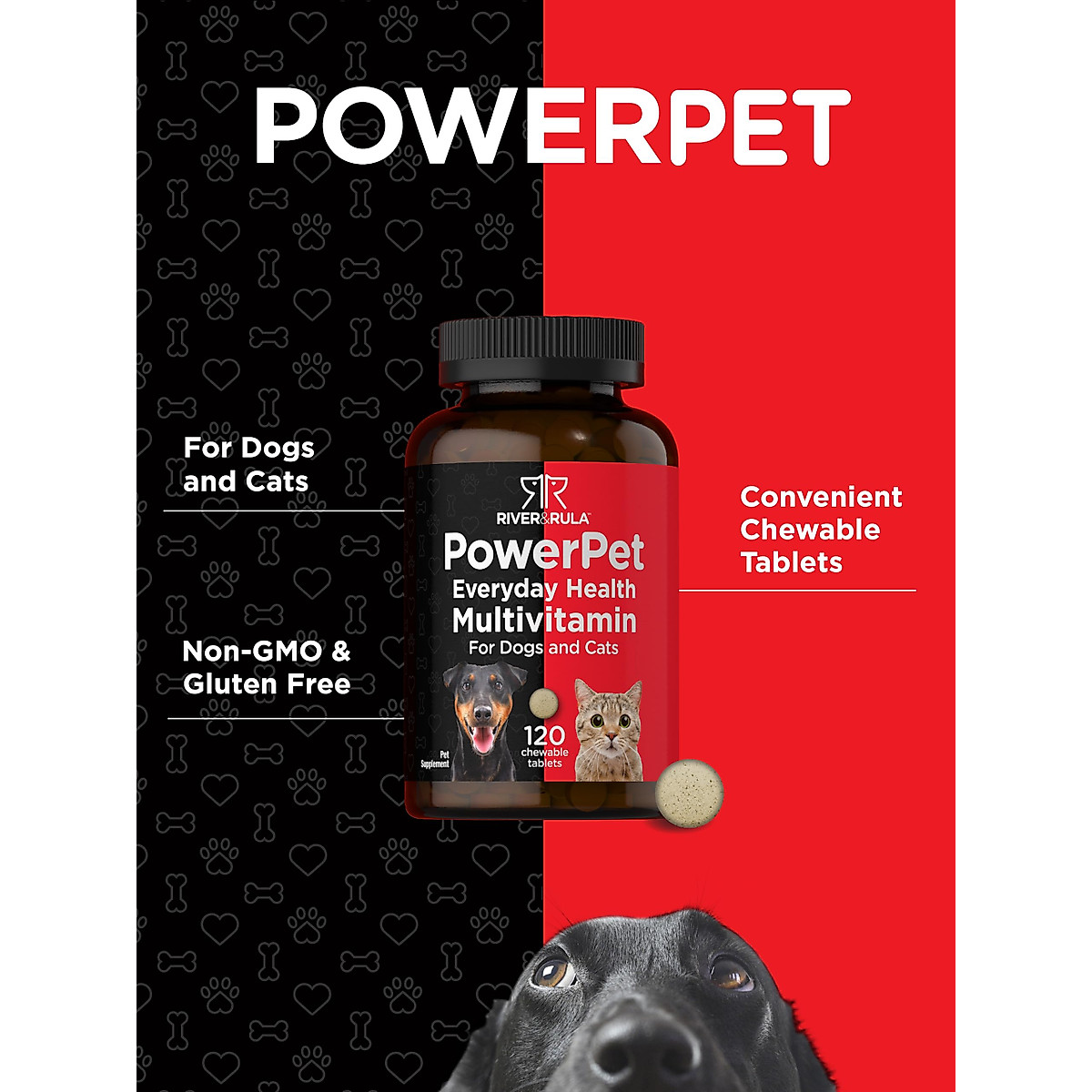 Horbäach Pet Multivitamins for Dogs & Cats | 120 Chewable Tablets | Health Support Supplement | Non-GMO, Gluten Free | by River & RULA