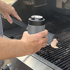 LaserGram Double Wall Insulated Beverage Can Holder, Hamburger, Personalized Engraving Included (Standard Can, Gray)