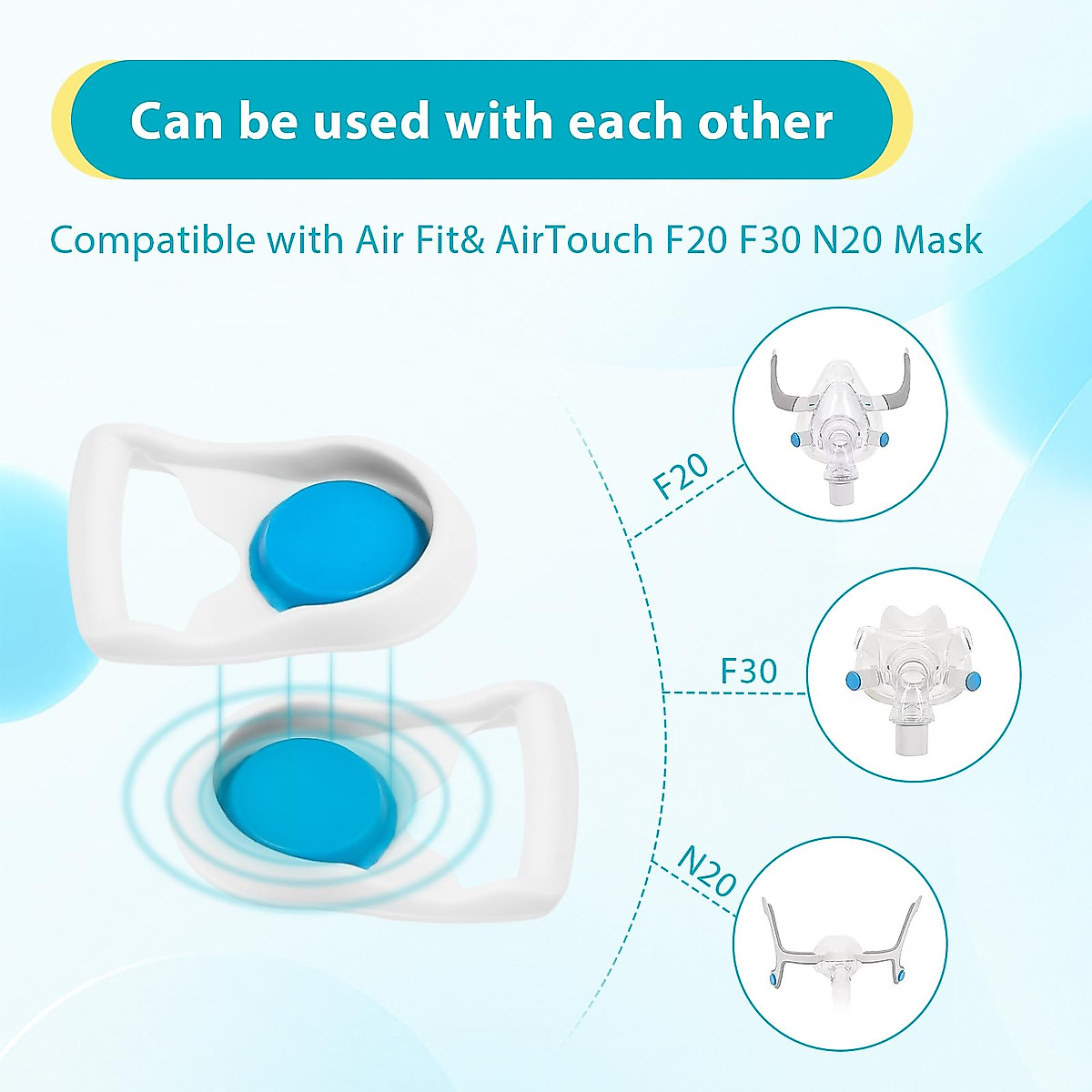 PalpitateC Magnetic Cpap Headgear Clips Compatible with Resmed AirFit AirTouch F20, F30, N10, N20 Cpap Mask Replacement Clips, for Replacement Resmed Cpap Headgear Clips Accessories 4 Pairs