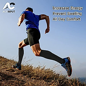 ACTINPUT 8 Pairs Compression Socks Women & Men -Best Medical,Travel & Flight Socks-Running & Fitness，Pregnancy (L/XL, Black)