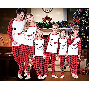 Joyond Kid Boys Girls 2 Piece Family Matching, Festive Christmas Pajama Sets, Cotton, Snowman, White, 14Years