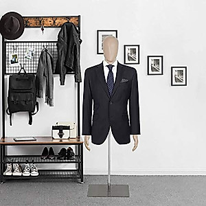 Male Mannequin Torso Dress Form Sewing Manikin 42-59 Inch Height Adjustable Dress Model Mannequin Display Head Dress Mannequin Clothing Form Metal Base Stand