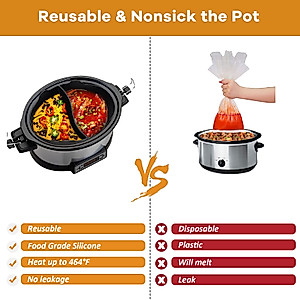 Horuhue Silicone Slow Cooker Liners Fit for Crockpot & Hamilton Beach 6-7QT, Silicone Slow Cooker Divider Liner, Reusable/BPA Free/Slow Cooker Accessories Cooking Liner for Most 6 Quart Slow Cooker