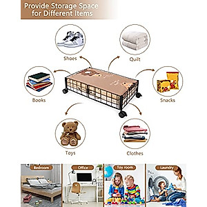 Under Bed Storage with Wheels, Underbed Storage Containers, Foldable Bedroom Storage and Organization with Handles, Underbed Storage Drawer for Shoes, Clothes, Toys, Blankets and Bedding (2 Pack, Black)