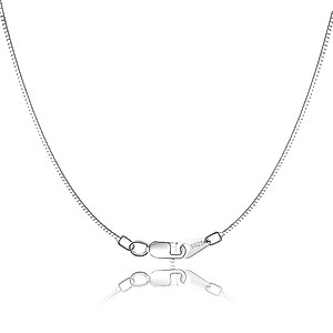Jewlpire 925 Sterling Silver Chain for Women Girls 0.8mm Box Chain Lobster Claw Clasp - Italian Necklace Chain - Super Thin & Strong - Friendly Price & Quality 16 Inch