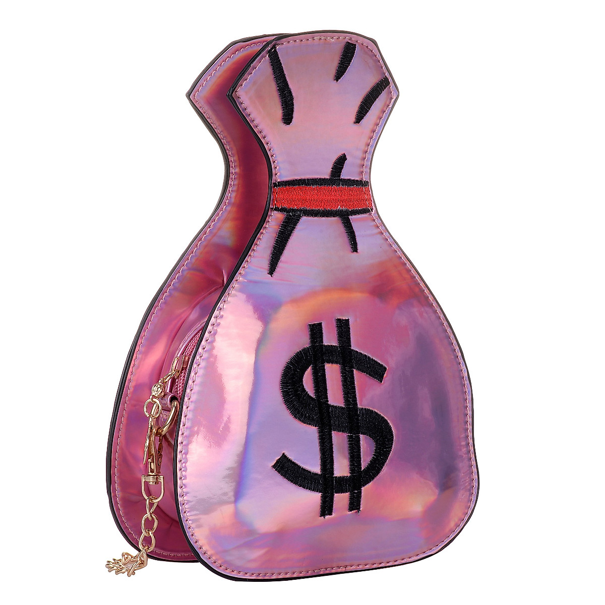 Women's PU Hologram Laser Money Bag Design Purse Handbags Cross-Body Messenger Shoulder Bag A-pink