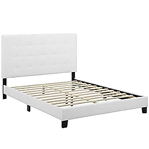 Modway Melanie Tufted Fabric Upholstered Full Platform Bed in White