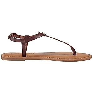 Amazon Essentials Women's Casual Thong Sandal with Ankle Strap, Brown, 7