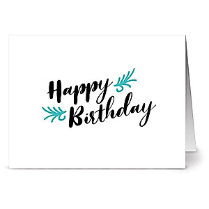 Happy Birthday Cards Bulk Assortment – 72 Pack – Teal Script Birthday – 6 Unique Designs – AQUA BLUE ENVELOPES INCLUDED – Birthday Greeting Cards – Glossy Cover Blank Inside – By Note Card Café