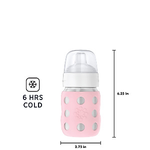 Lifefactory 8-Ounce Stainless-Steel Vacuum-Insulated Wide-Neck Baby Bottle with Sippy Nipple, Desert Rose (LS2251WDR4)