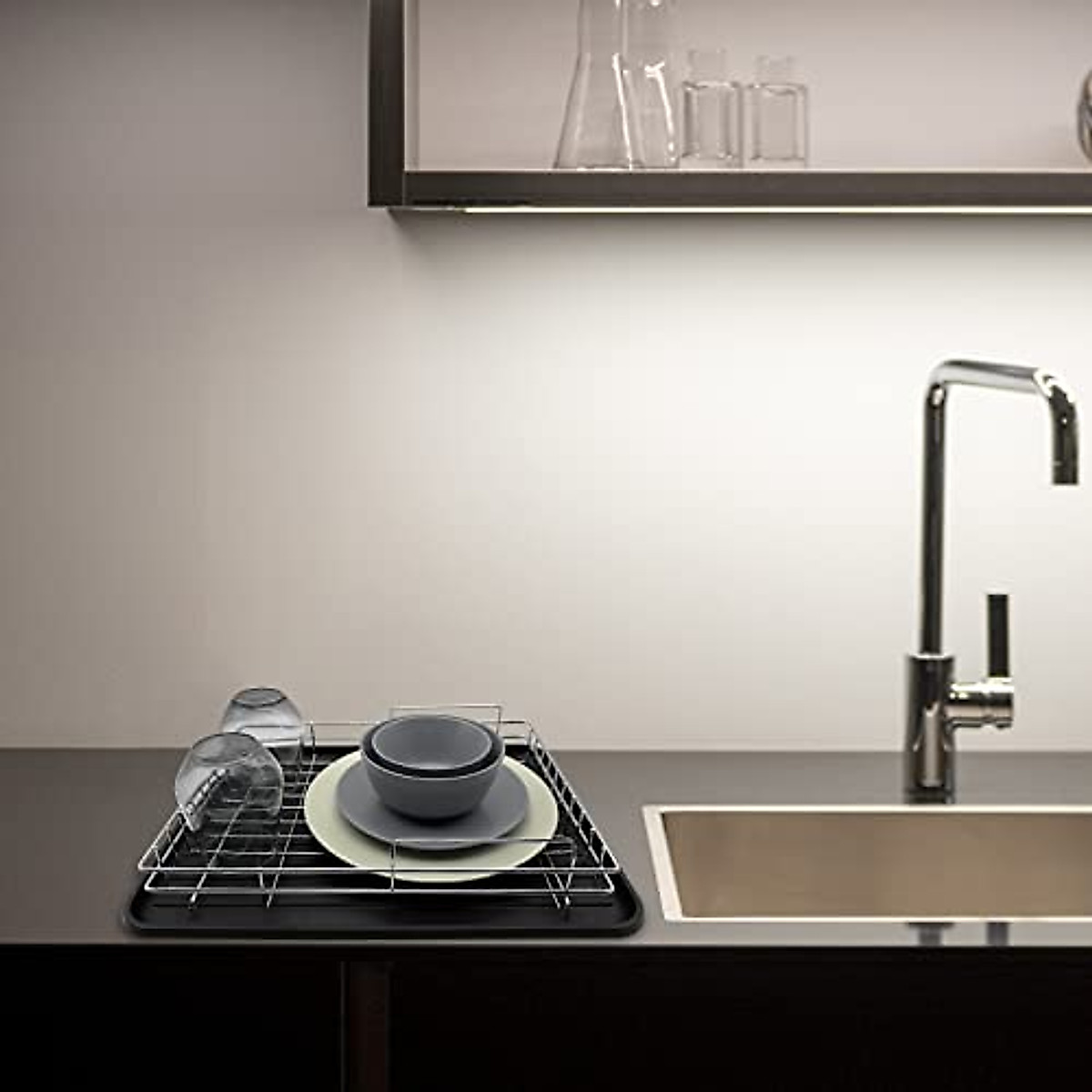 EMT ETRENDS Large Dish Drying Rack,2-Tier Dish Racks for Kitchen Counter,Rust-Proof Detachable Dish Drainers for Sink with Drainboard,Utensil Holder（Chrome Plating，Steel）