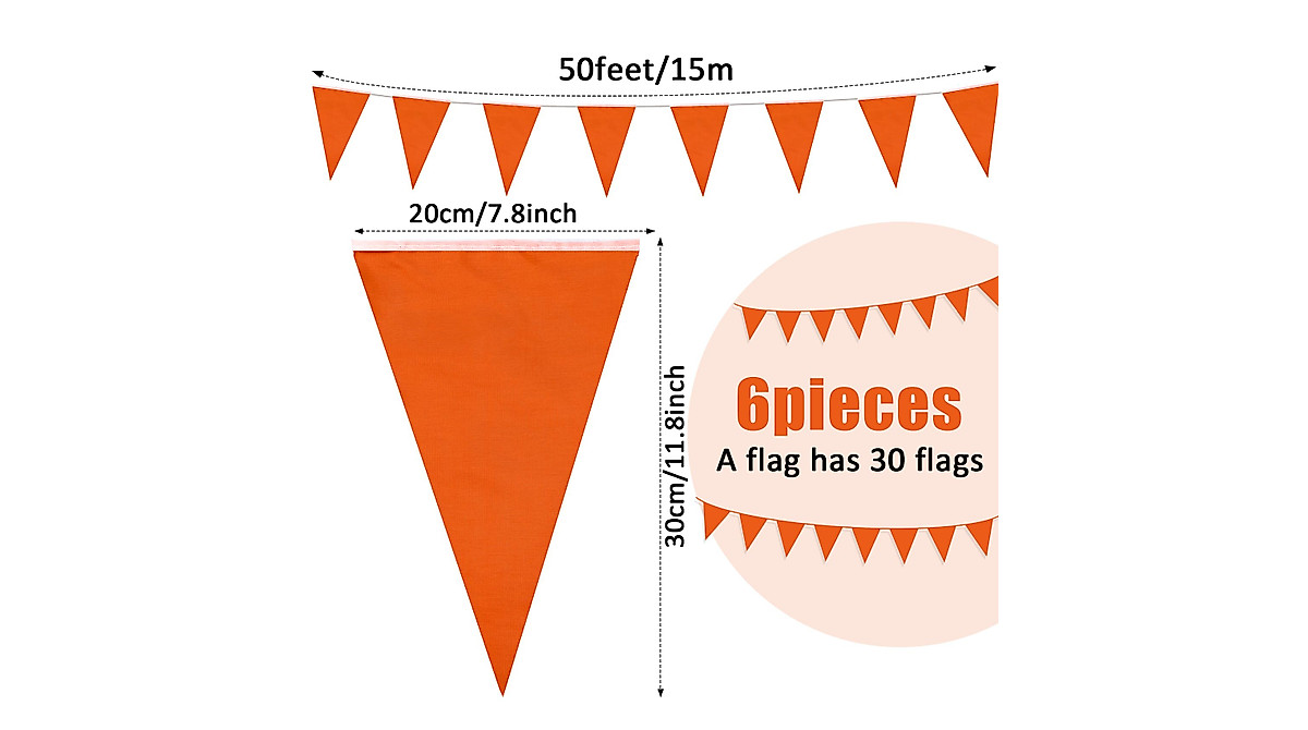 Panelee 300ft Orange Pennant Banners for All Occasions