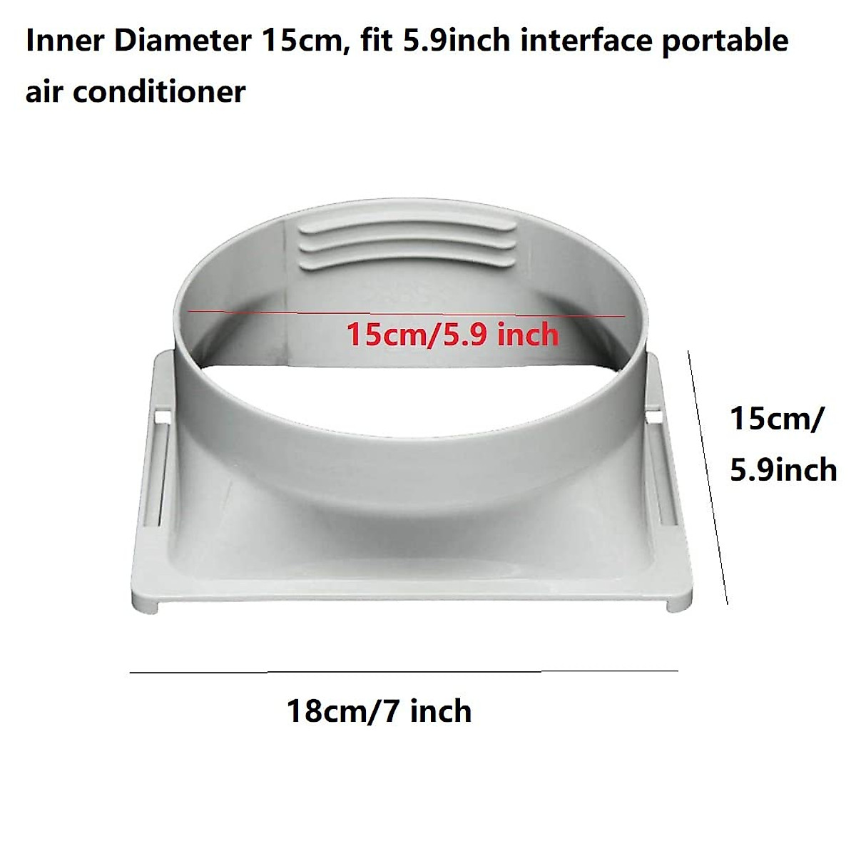 Exhaust Duct Interface, 5.9inch Dia Exhaust Duct Hose Adapter Connector for Portable Air Conditioner (Square Interface)