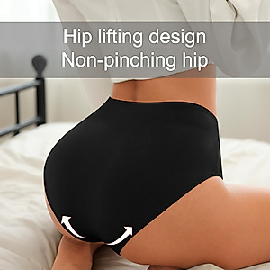 OPIBOO Cotton Womens Underwear High Waisted Tummy Control Full Coverage Postpartum Essentials Panties Stretch Comfortable Briefs Black M