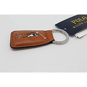 Polo Ralph Lauren Multi-Color Big Pony Key Chain Fob Leather Tan
