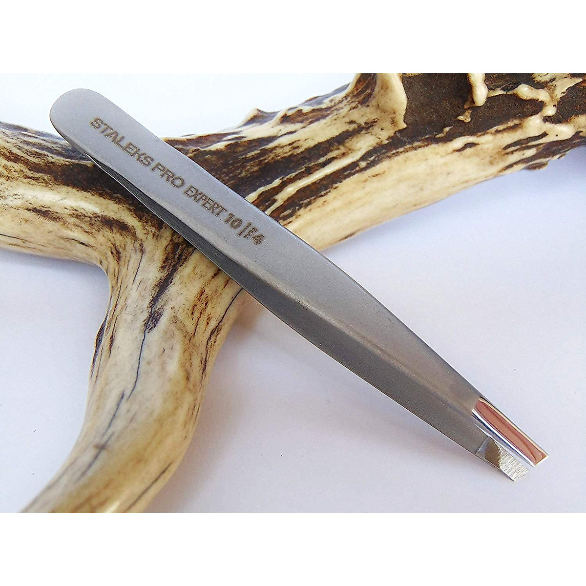 Tweezers For Eyebrow - STALEKS PRO - type 4 - Surgical Stainless Steel - Slant Tip Tweezer - Durability - Precision - Handmade - For Experts - And Professionals.