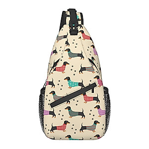 Dachshund Small Crossbody Backpack Sling Bag For Women Men Travel Hiking Chest Bag Daypack