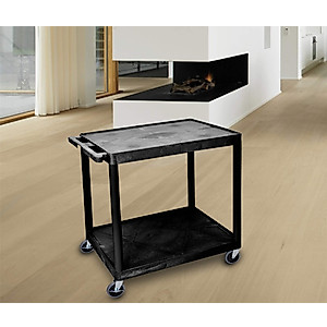 Luxor 2 Shelf Utility Cart Black - Small - HE38-B