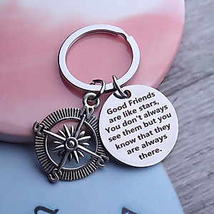 Jstud Inspirational Best Friend Keychain Gifts Good Friends are Like Stars Friendship Jewelry Gift Keychain for Women Men