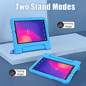 BMOUO Kids Case for Alcatel Joy Tab 2 8” 2020 (Model 9032Z), Shockproof Convertible Handle Stand Metroby t-Mobile Alcatel Joy Tab 2 Tablet Case - Blue