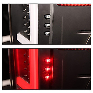 AmeriLite [Full LED C-Type Light Bar Black Taillights Assembly Pair for 2015-2017 Ford F150 - Passenger and Driver Side